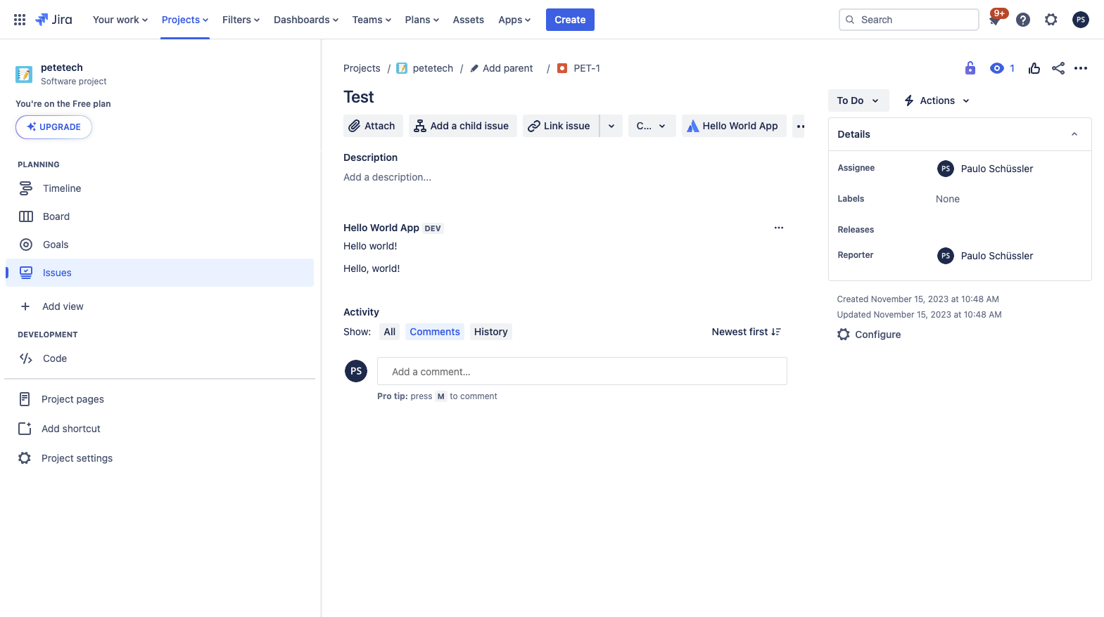 Creating a Hello World Jira App - Blog - PETE.Tech - Delivering your digital success